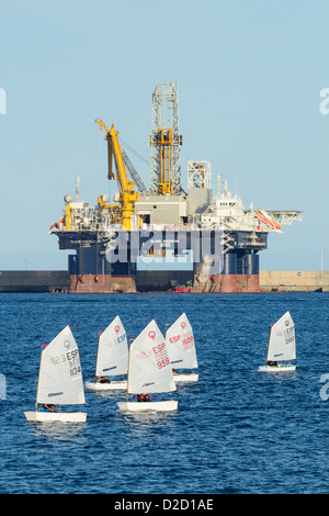 Oil Drilling rig Island Innovator and the Offshore Supply Ship Island ...