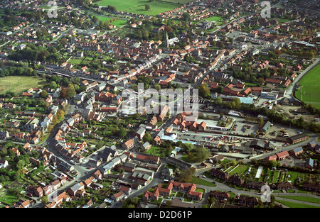 aerial view of Pickering town centre: the A170 road Hungate, Market ...