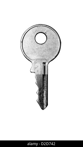 Single silver key cut out white background Stock Photo - Alamy