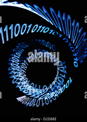Glowing futuristic binary code spiral Stock Photo - Alamy