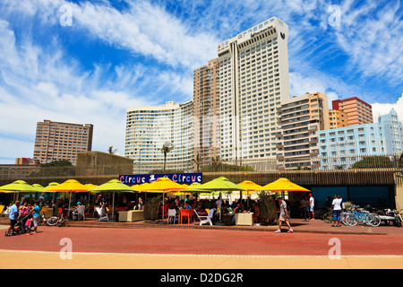 View of hotels and promenade on Golden Mile beach front in Durban South ...