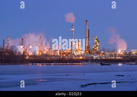 oil and petroleum refinery along frozen mississippi river in saint paul ...