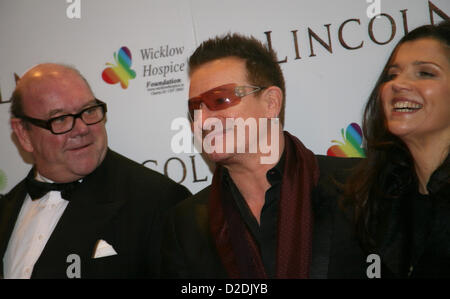 Paul McGuinness, Bono, Ali Hewson, at the Lincoln film premiere Savoy ...