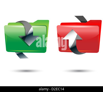 Upload arrow icon isolated on 3d brown round button abstract ...