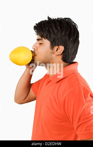 Close up Asian man blowing nose with tissue for cold and flu Stock ...