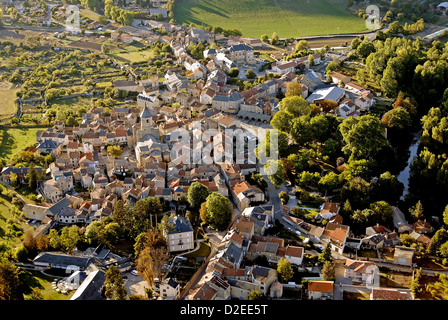 France, Aveyron, In the valley of Dourbie, the village of Nant, aerial ...
