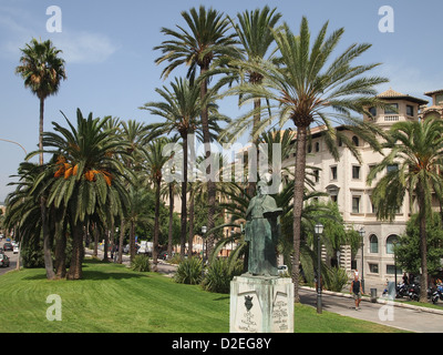 Ramon Llull statue in Palma de Mallorca, Balearic islands, Spain on ...