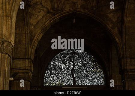 Ornate carved Jali at Sidi Sayyid Mosque, Ahmedabad, Gujarat, India ...