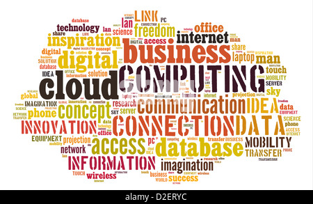 Cloud computing pictogram with white words on black background Stock ...