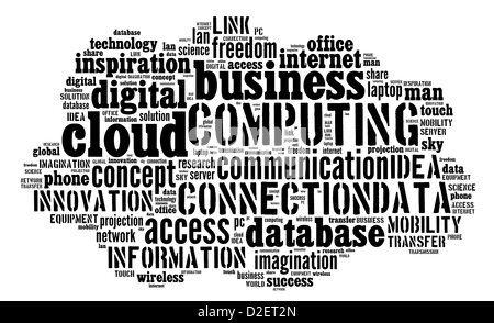 Cloud computing pictogram with white words on black background Stock ...