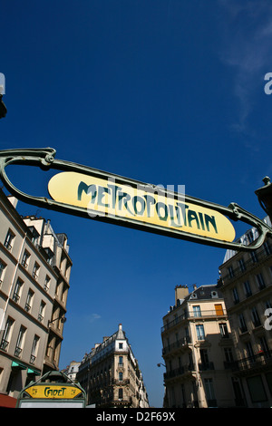Entrance sign to Cadet Metropolitain metro line, Cadet, Paris, Île-de ...