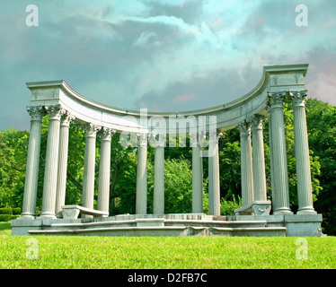 Traditional Greek cemetery with white marble tombs at Sami on the ...