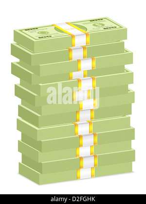 dollar stacks on white background Stock Photo - Alamy