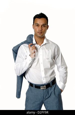 Man holding his suit jacket over his shoulder Stock Photo - Alamy