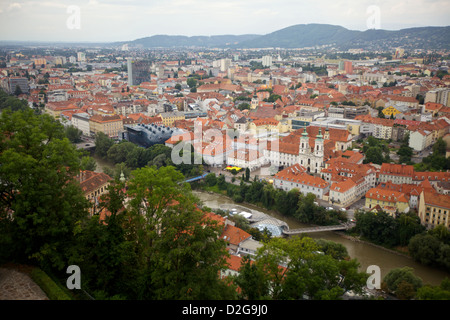 Panoramic view of Graz, Austria, highlighting the city's iconic red ...