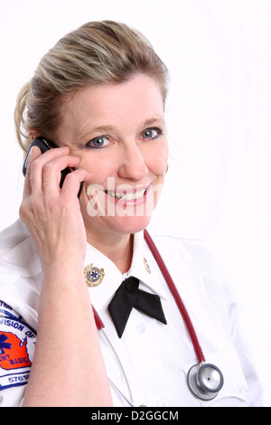 EMT on the phone Stock Photo - Alamy
