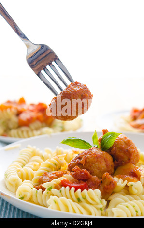 Pasta with meat balls Stock Photo - Alamy