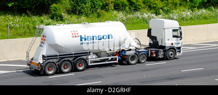 Hanson Heidelberg cement bulk tanker trailer and lorry with raised axle ...