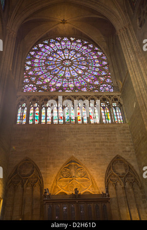 Gothic Rayonnant stained glass rose window, Cathedral Basilica of Saint ...