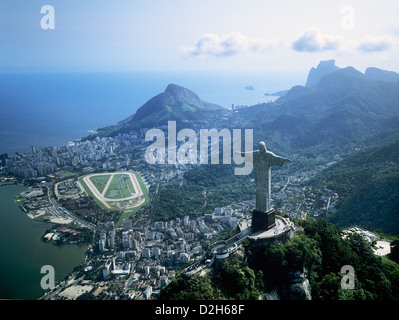 Aerial View of Christ de Redeemer during sunrise in Rio de Janeiro ...