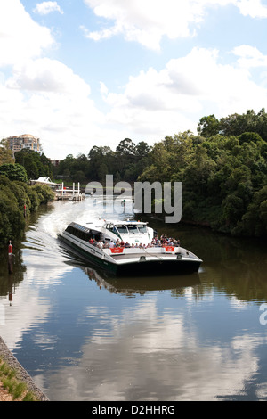 Passengers on deck as Sydney Fast Ferry Rivercat arrives at the ...