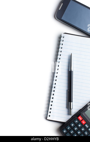 Blank Open Spiral Notebook With A Calculator And A Pen On Table Stock ...