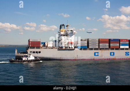 Port Botany tugboat assisting containership to its berth at Port Botany ...