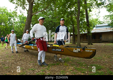 Starting line at the Texas Water Safari canoe race, San Marcos Texas ...