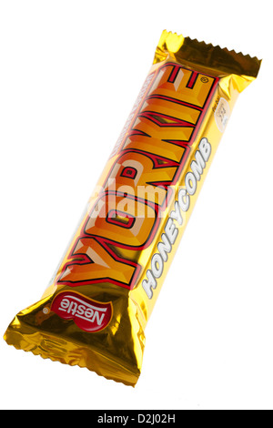 Yorkie chocolate bar on white background with open bar by the side ...