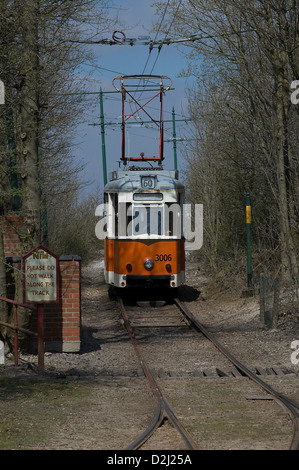 Tram at the Crich Tram Museum, Crich, Matlock, Derbyshire, UK Stock ...