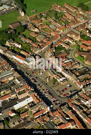 An aerial view of the centre of Thirsk, a town in North Yorkshire Stock ...