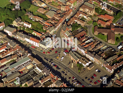 An aerial view of the centre of Thirsk, a town in North Yorkshire Stock ...