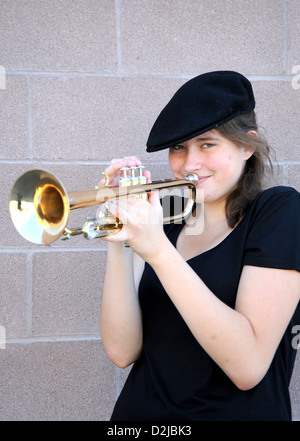 Female trumpet player Stock Photo - Alamy