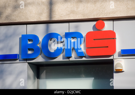 Oradea, Romania, lettering and logo Erste Bank Sparkasse-BCR Stock ...