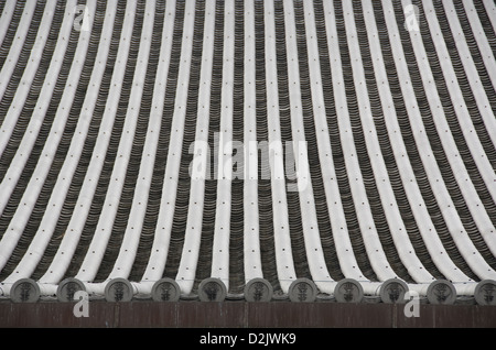 Detail of a japanese roof with round roofing shingles Stock Photo - Alamy