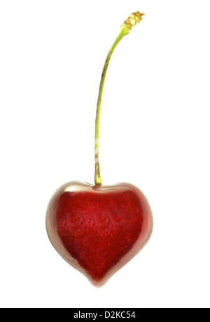 Heart shaped cherry berry isolated on white background cutout Stock ...