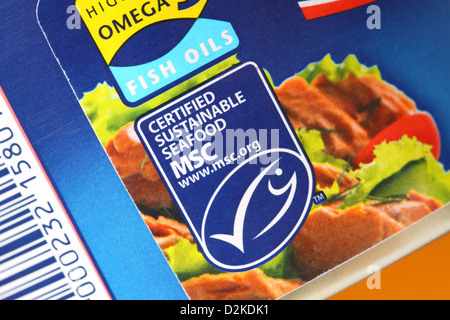 certified sustainable seafood MSC logo - information on packet of Birds Eye Fish Fingers ...