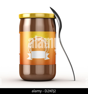 Jar of honey with a spoon. 3d render Stock Photo - Alamy