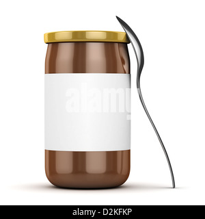 Jar of honey with a spoon. 3d render Stock Photo - Alamy