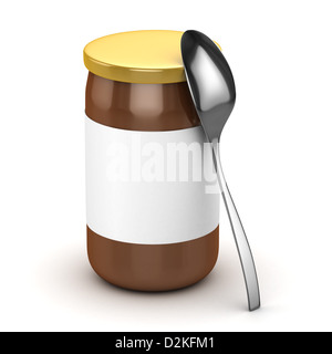Jar of honey with a spoon. 3d render Stock Photo - Alamy