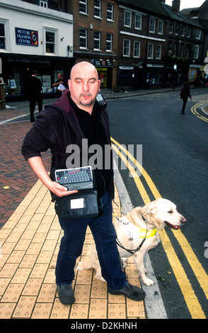 Blind man testing new technology which aids orientation & mobility for ...