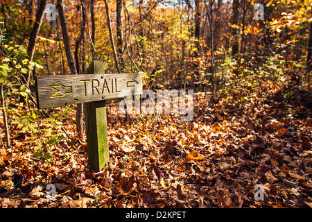 Wooden directional signs pointing to hiking trails in the Adirondack ...