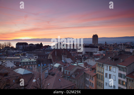 City skyline at sunset, Lausanne, Vaud, Switzerland Stock Photo - Alamy
