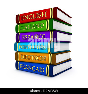 European language textbooks (done in 3d Stock Photo - Alamy
