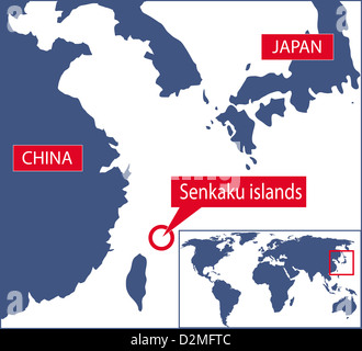 Senkaku islands map. Japan and China territorial disputes Stock Photo ...