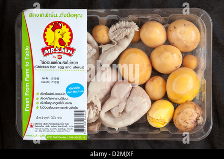 Chicken Hen Egg and Uterus in supermarket packaging Stock Photo - Alamy