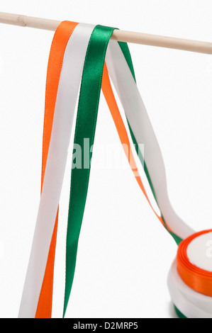 indian tricolor national flag hanging at remote location at day from ...