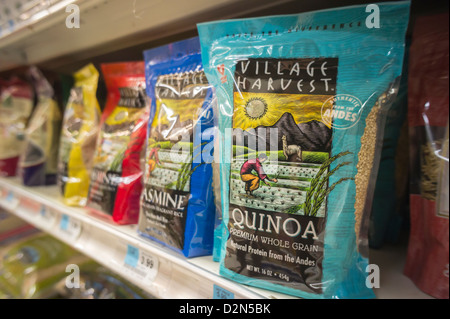 Packages of quinoa are seen on supermarket shelves in New York Stock ...
