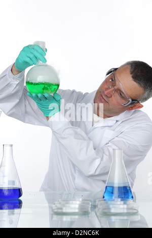 Chemistry Scientist conducting experiments on white background Stock ...