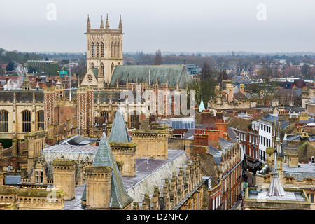 Rooftop view over Cambridge, England, as seen from the tower of Great ...